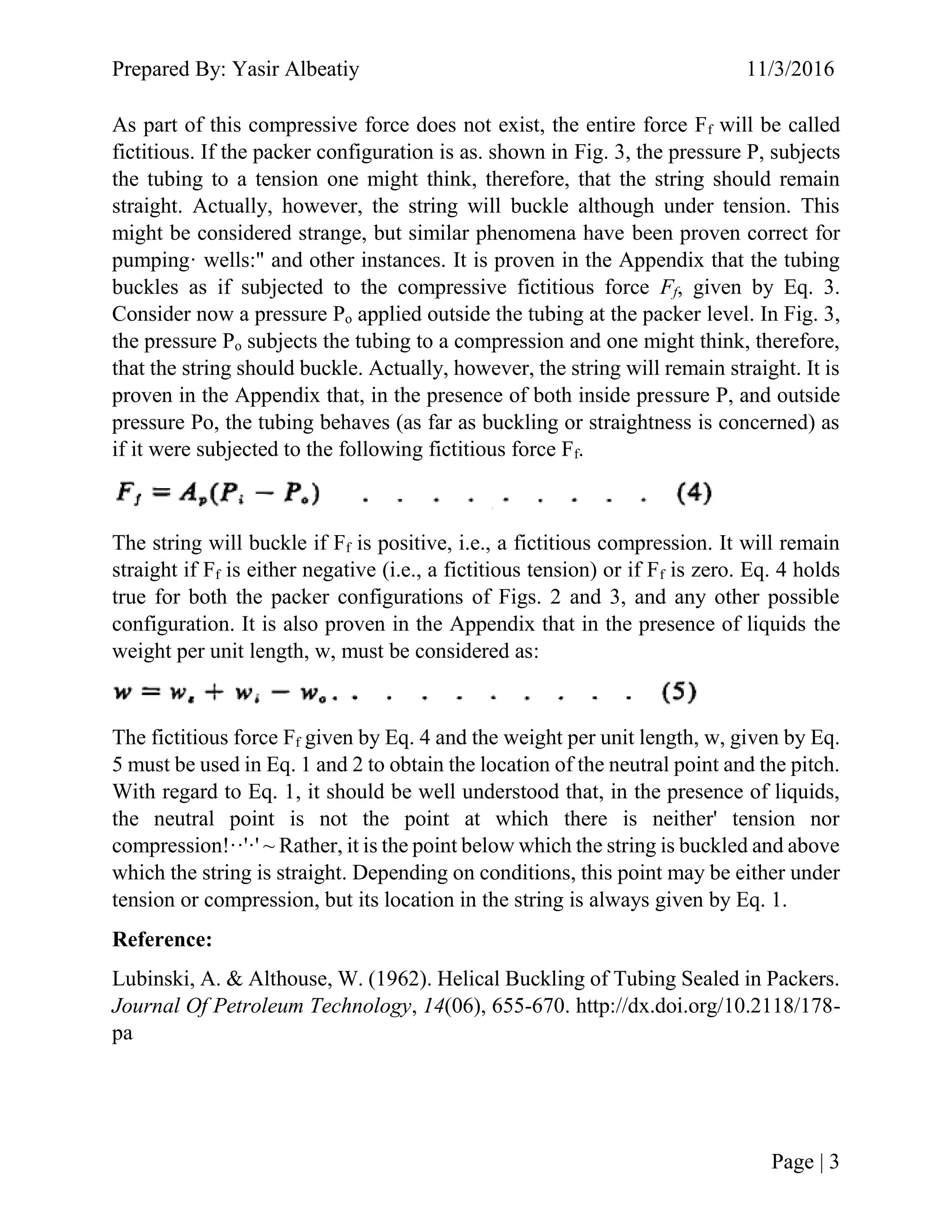 Helical buckling of Tubing | PDF