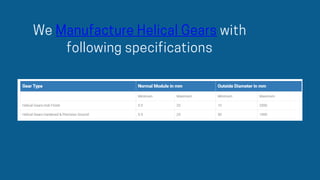 Helical Gear Manufacturer in India - HindGear | PPT