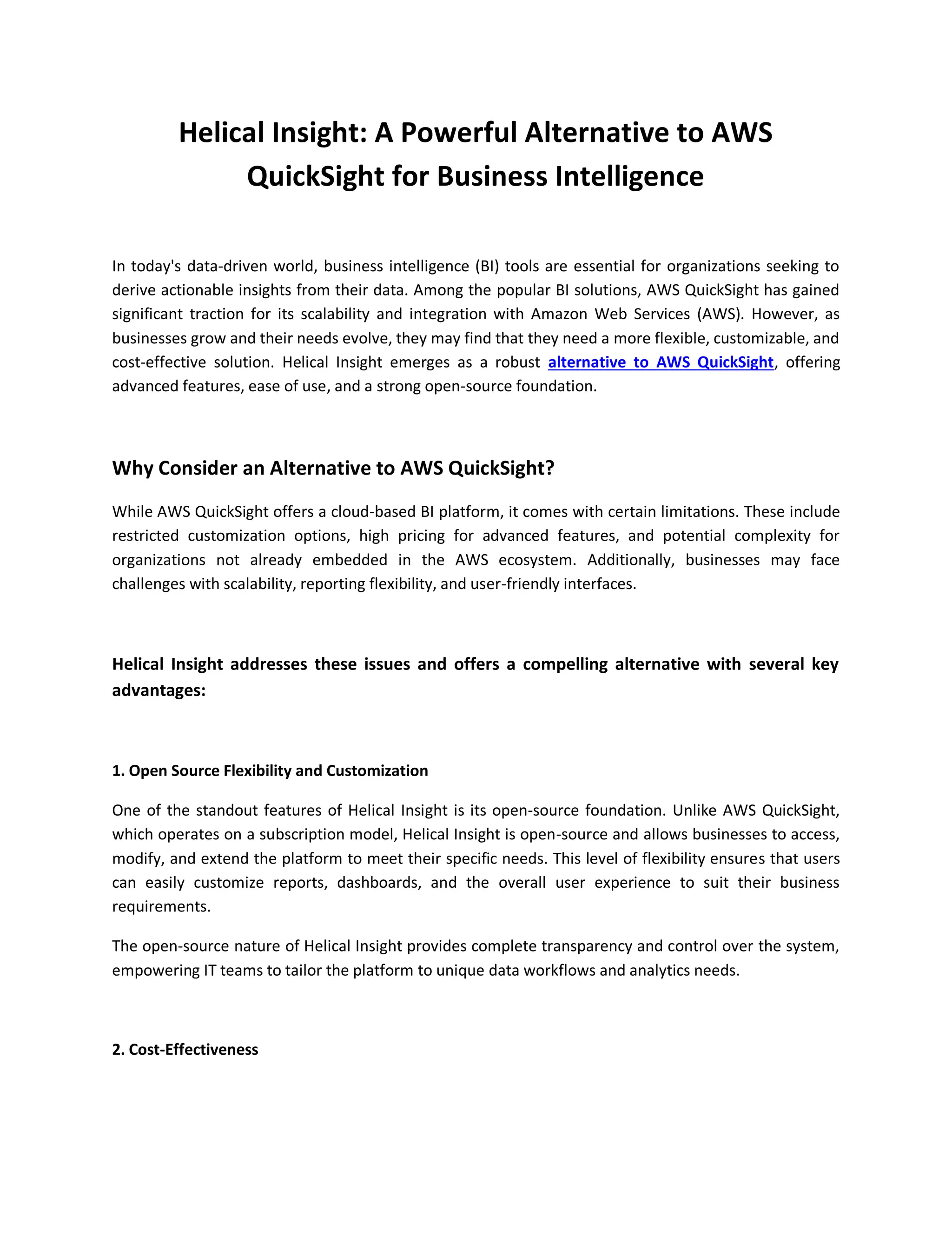 Helical Insight A Powerful Alternative to AWS QuickSight for Business ...