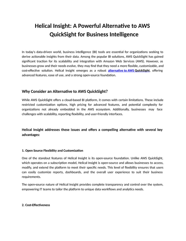 Helical Insight A Powerful Alternative to AWS QuickSight for Business ...