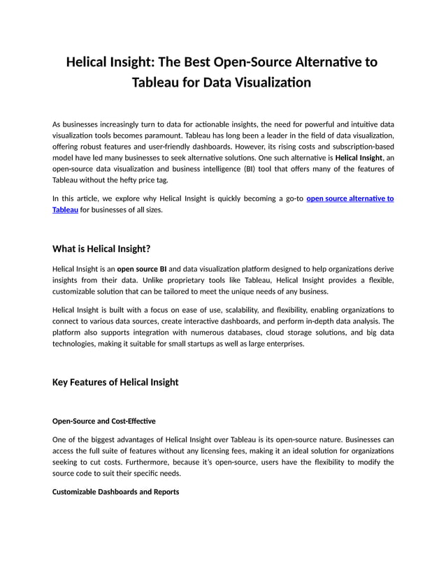 Helical Insight The Best Open Source Alternative To Tableau For Data