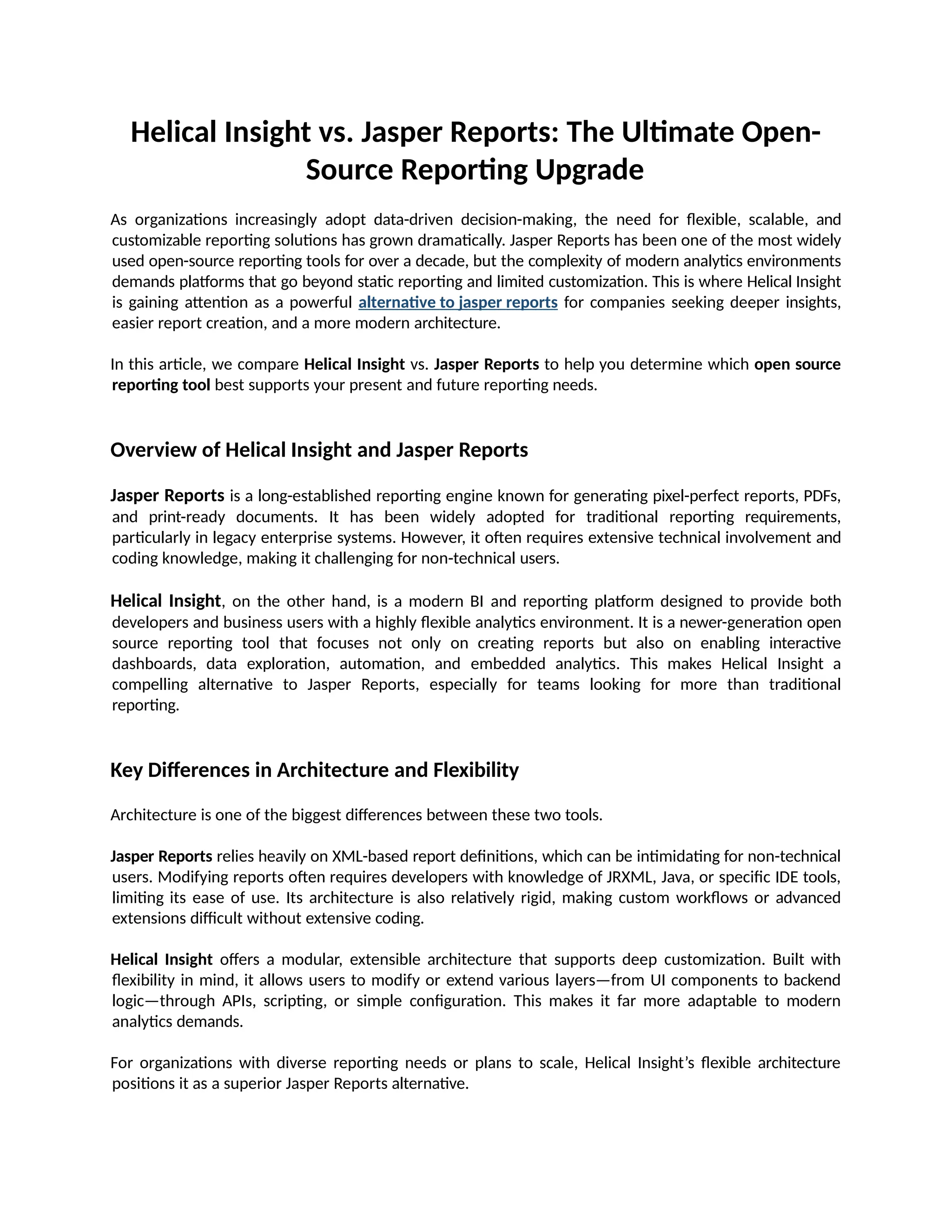 Helical Insight vs. Jasper Reports The Ultimate Open-Source Reporting ...