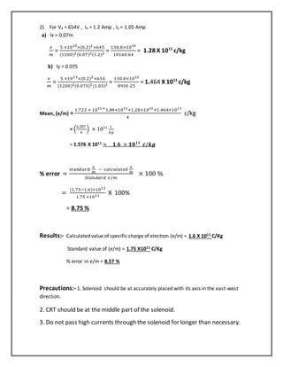 Helical Methode - To determine the specific charge | DOCX