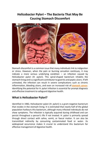 Helicobacter Pylori – The Bacteria That May Be Causing Stomach ...
