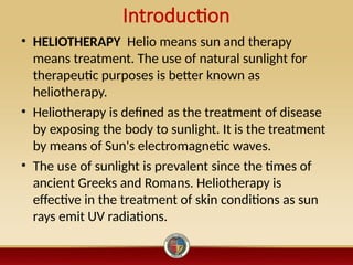 Heliotherapy.ppt electrotherapy topic presentation | PPT