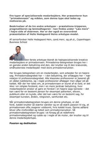 Helle hein ledelse af specialiserede medarbejdere | DOCX