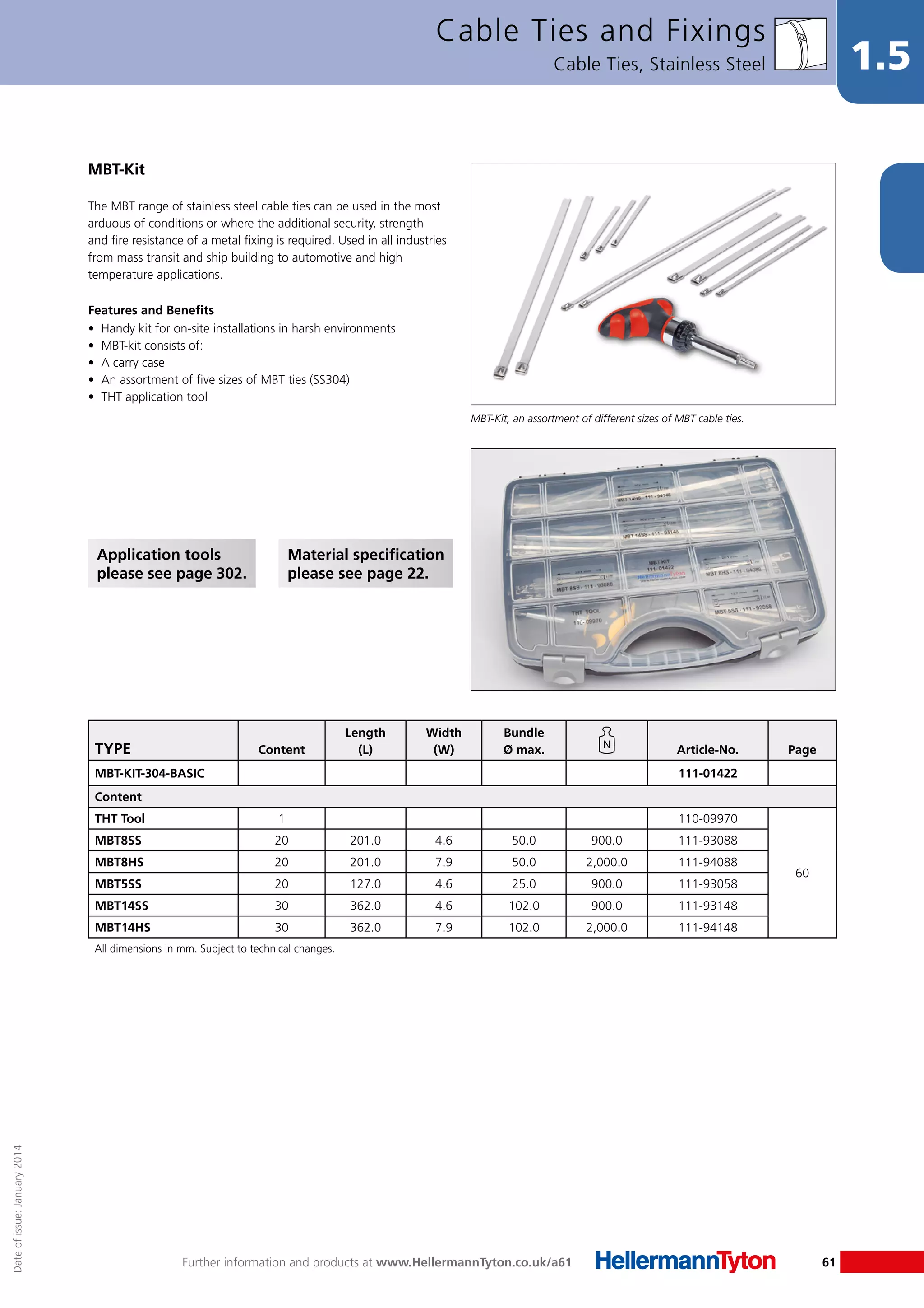 Hellermann Tyton MBT Stainless Steel Cable Ties - Cable Ties With Ball Lock | PDF