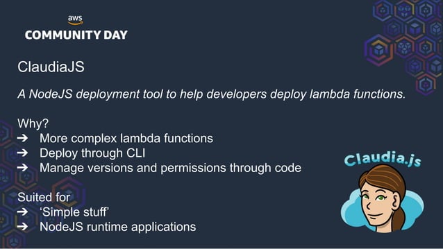 AWS Community Day Bangkok 2019 - Hello ClaudiaJS | PPT AWS Community Day Bangkok 2019 - Hello ClaudiaJS | PPT