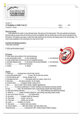 Hello 1 Prep 2 Worksheet | PDF