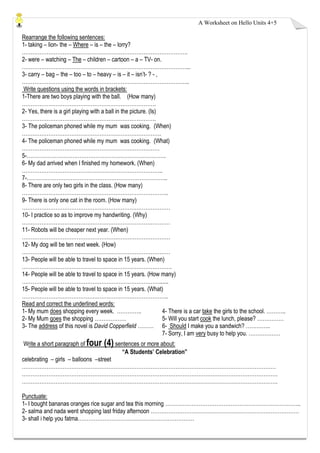 Prep 2 Worksheet Hello 4+ 5 | PDF