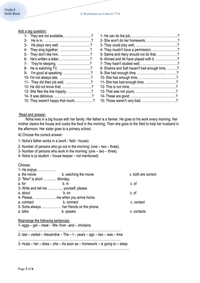 Prep 2 Worksheet Hello 6+7+8 | PDF | Hinduism | Religion & Spirituality