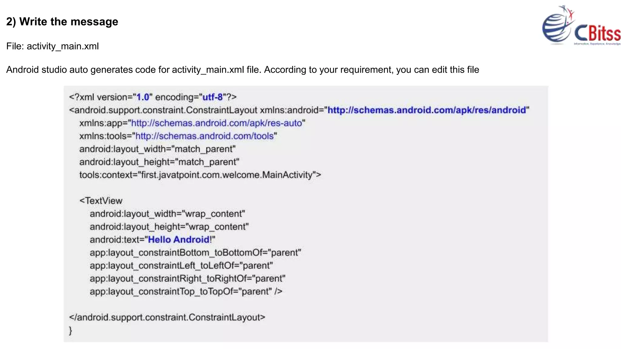 Hello android example. | PPT