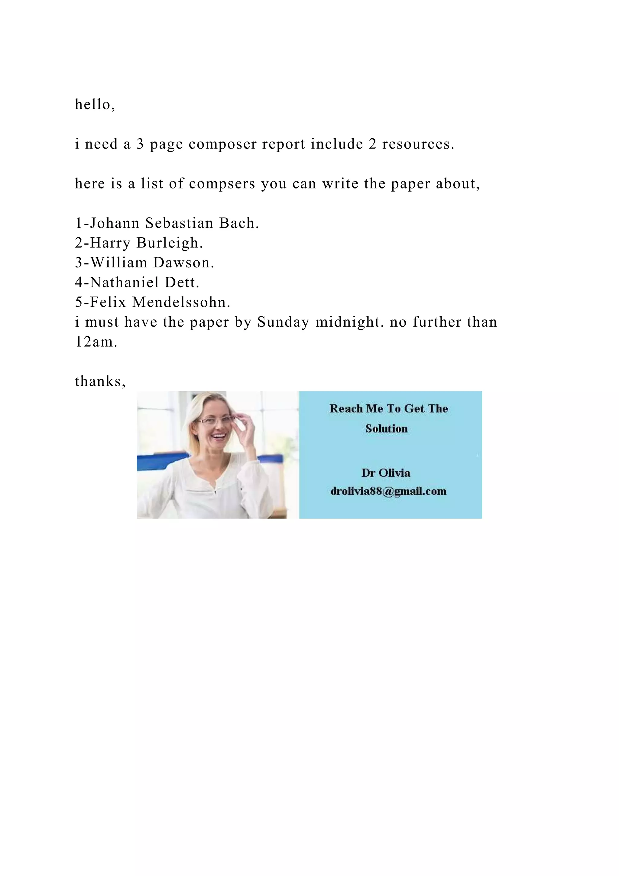 hello, i need a 3 page composer report include 2 resources. .docx