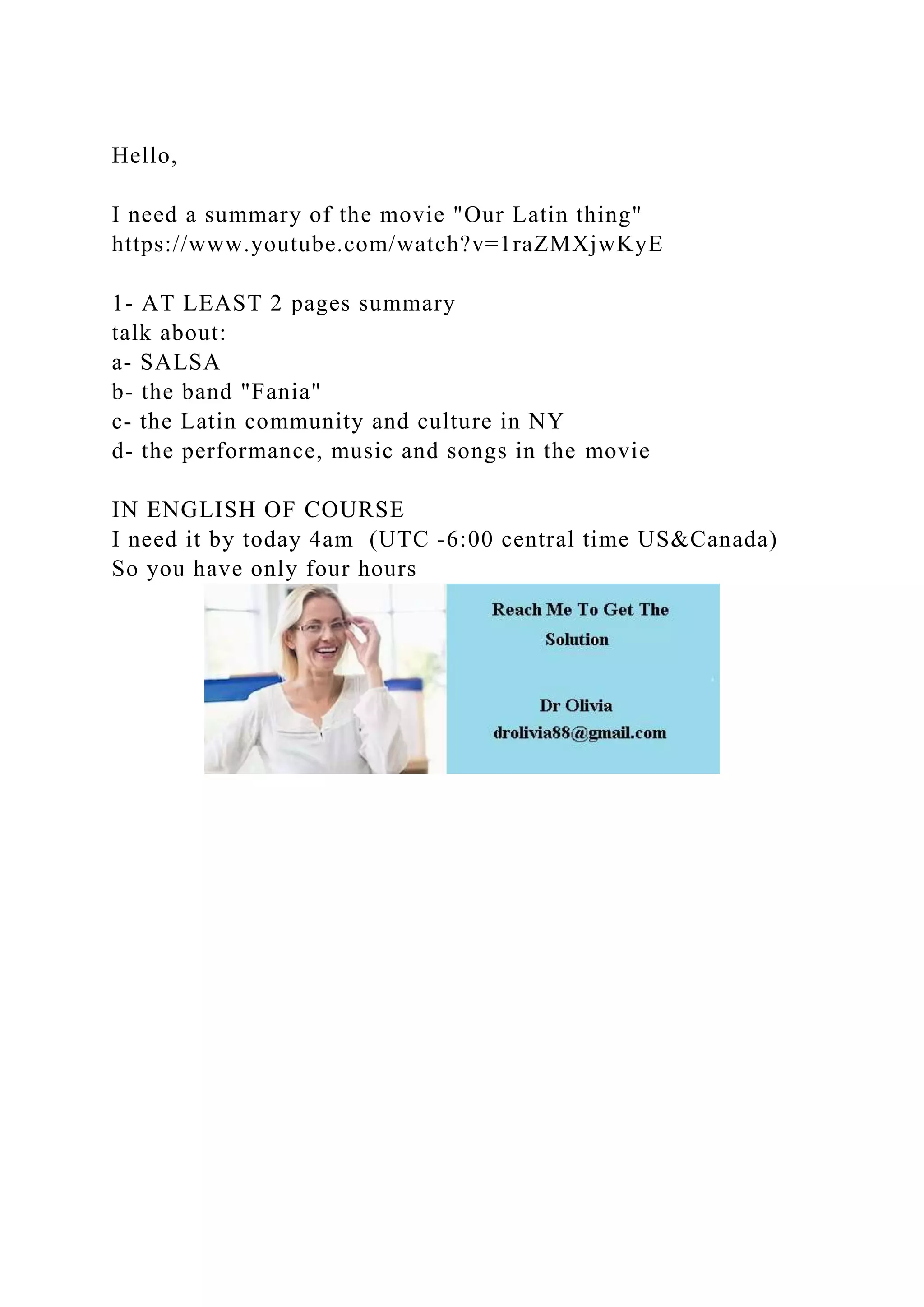 Hello,I need a summary of the movie Our Latin thinghttpsw.docx