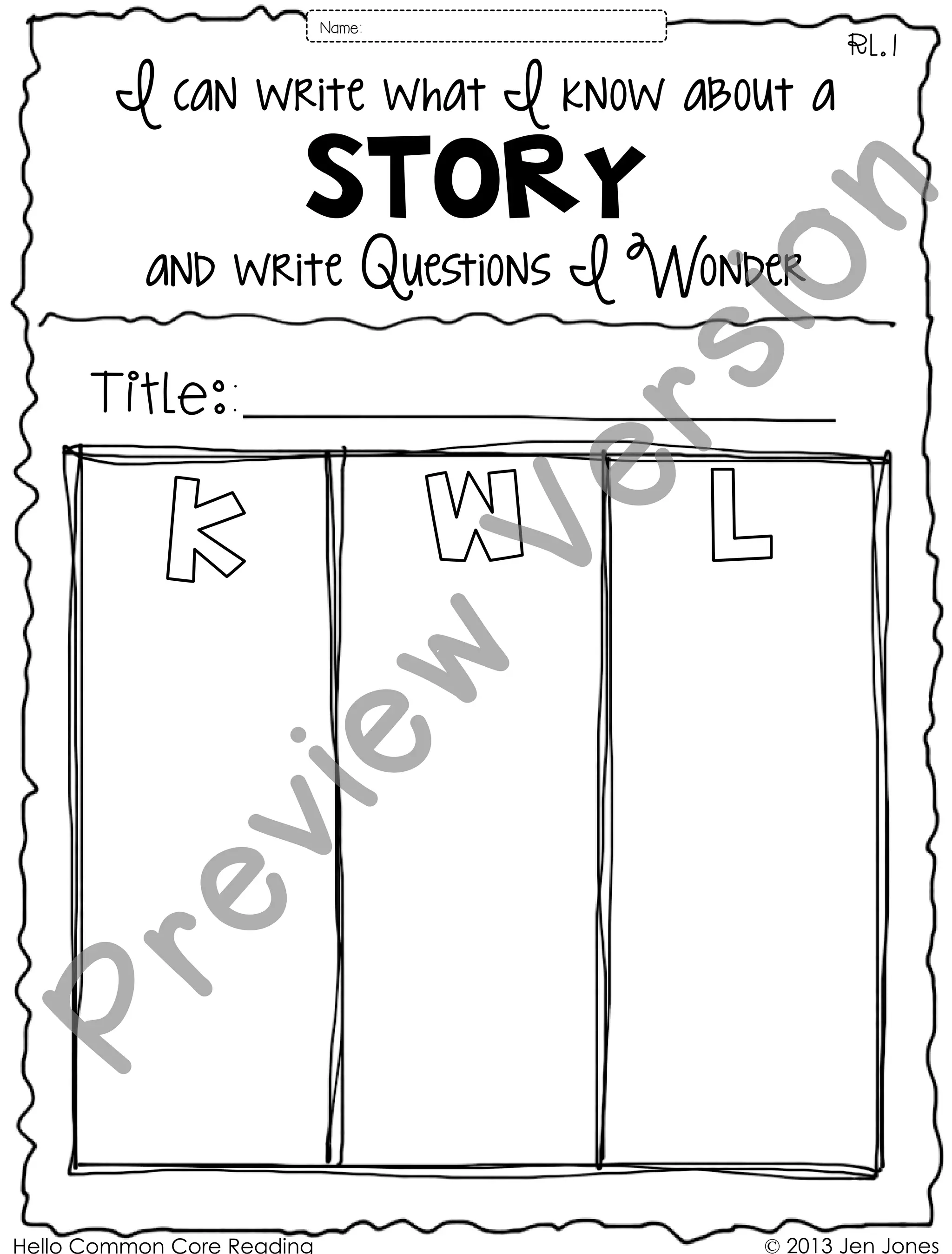 Graphic Organizers for the Common Core: ELA (K-2) Preview Sampler | PPT