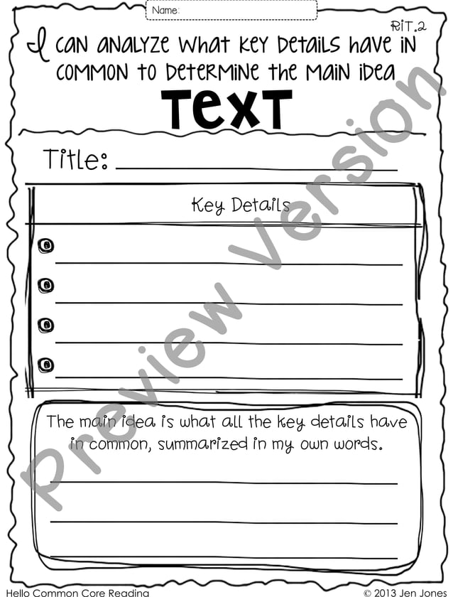 Graphic Organizers for the Common Core: ELA (K-2) Preview Sampler | PPT