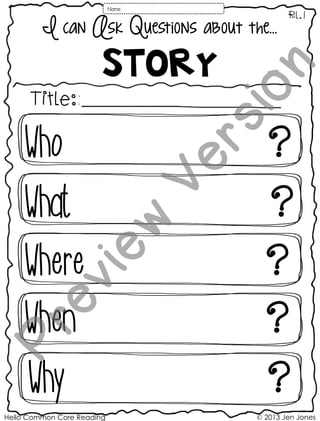 Graphic Organizers for the Common Core: ELA (K-2) Preview Sampler | PDF