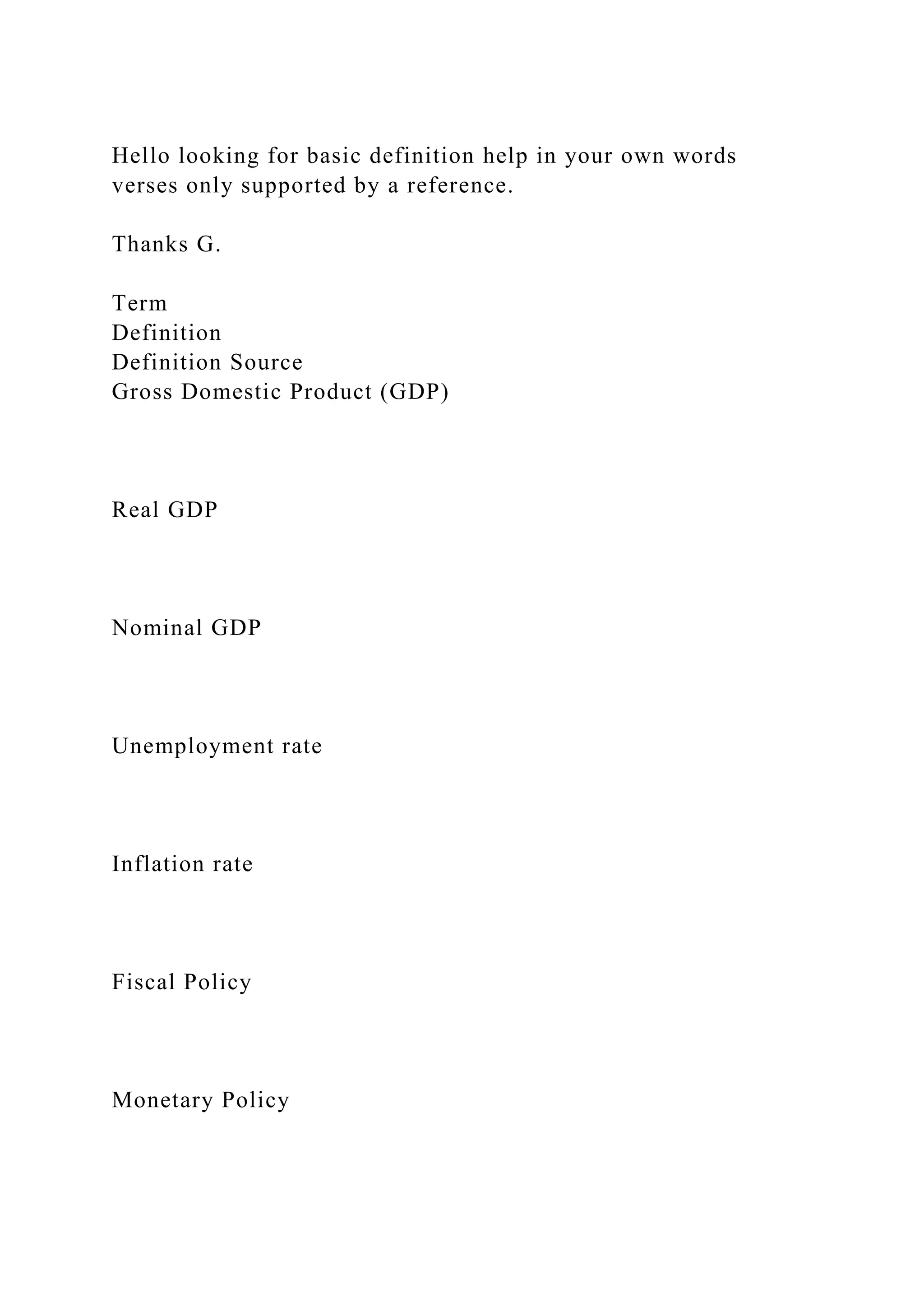 Hello looking for basic definition help in your own words verses onl ...