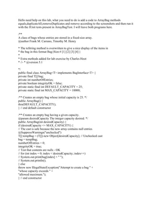 Hello need help on this lab- what you need to do is add a code to Arra.pdf