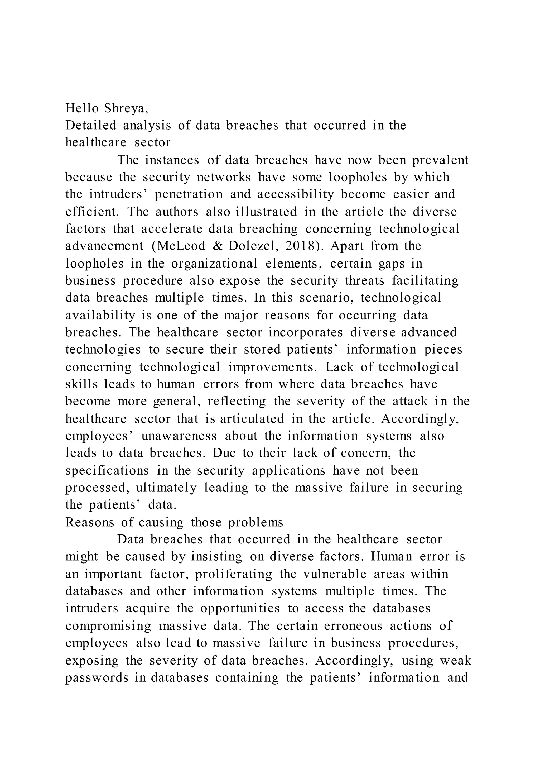 Hello Shreya,Detailed analysis of data breaches that occurred in | PDF