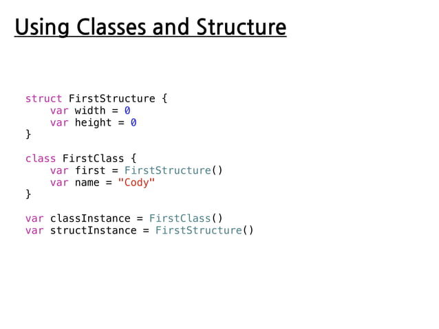 Hello Swift Final 5/5 - Structures and Classes | PDF | Programming Languages | Computing
