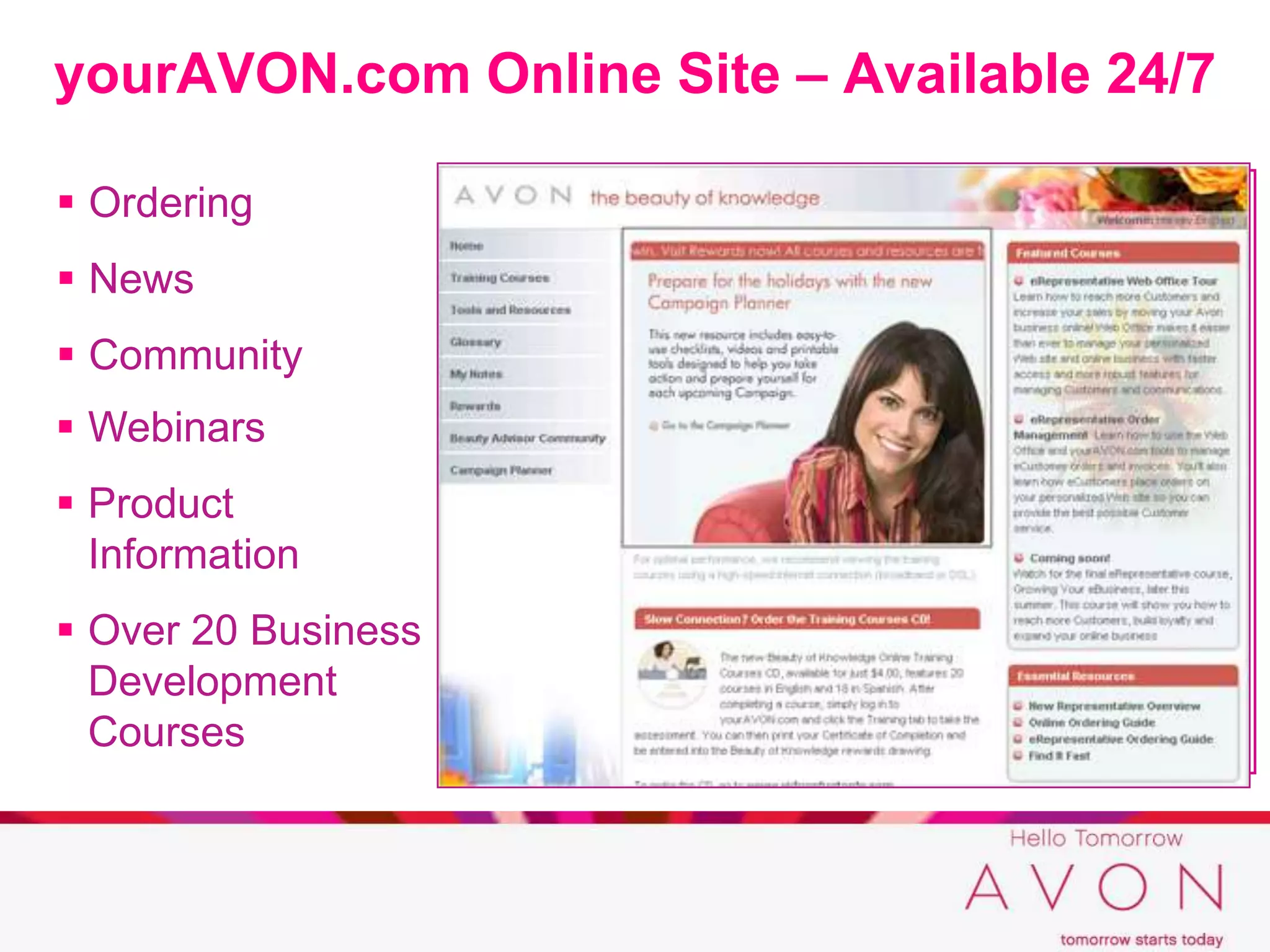 Hello Tomorrow Join Avon Today English | PPT