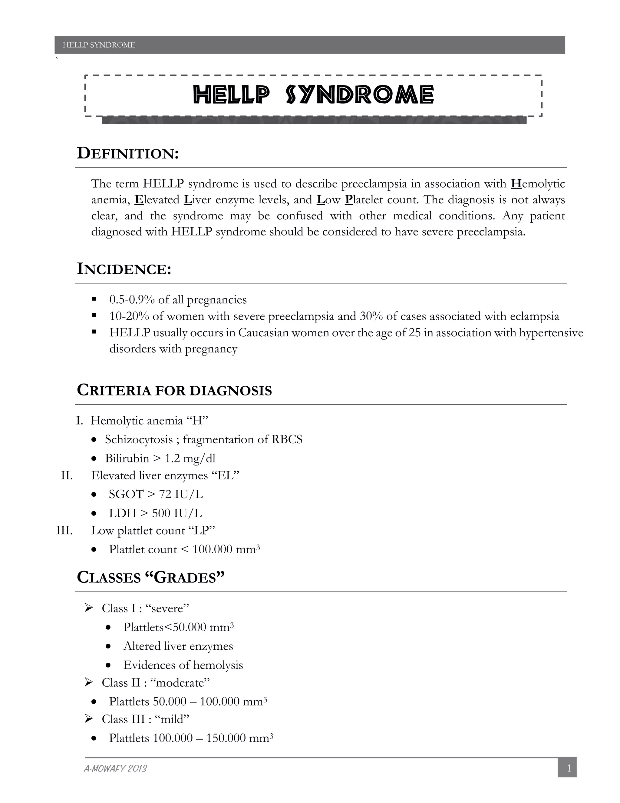 HELLP syndrome | PDF