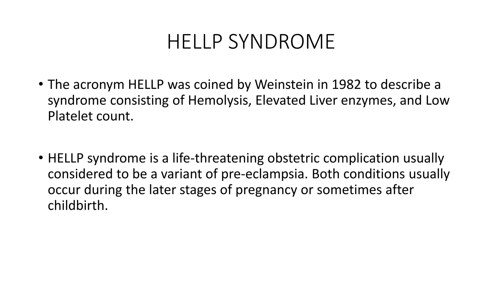 Hellp syndrome and anesthesia | PPTX