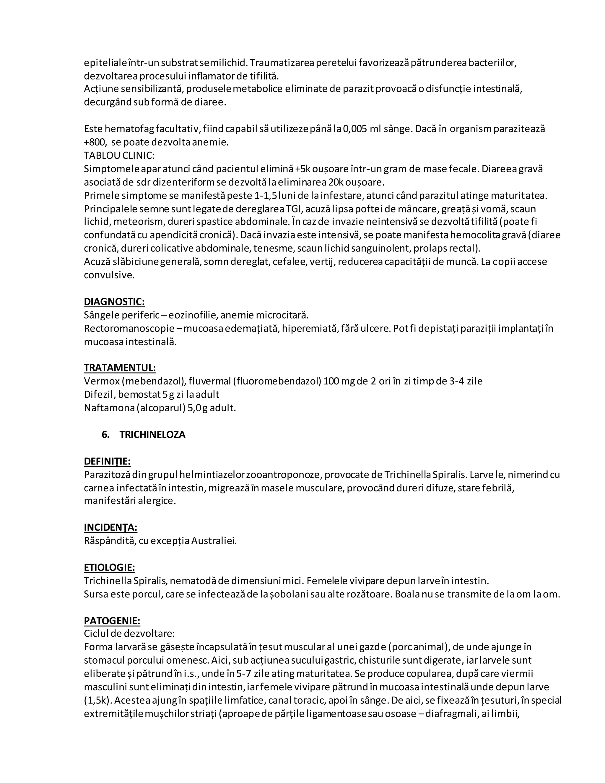 Parazitologie: Helmintiaze - Nematodoze | DOCX