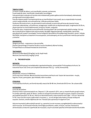 Parazitologie: Helmintiaze - Nematodoze | DOCX