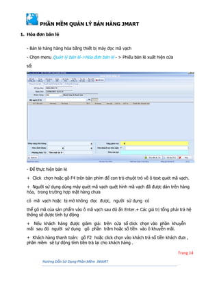 Hướng dẫn phần mềm quản lý bán hàng jmart pos-e | PDF