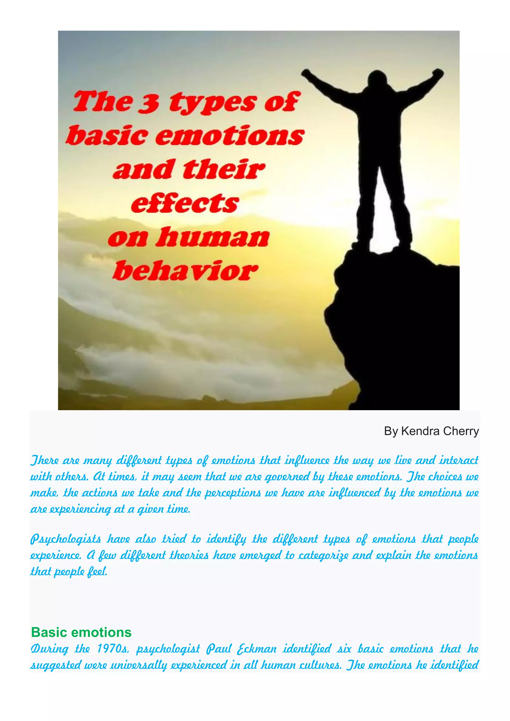 The 3 types of basic emotions | PDF