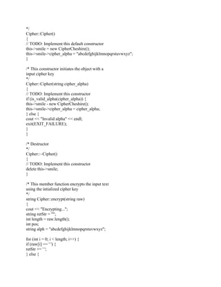 Help create the vcipher-h and vcipher-cc files for the vigenere cipher ...