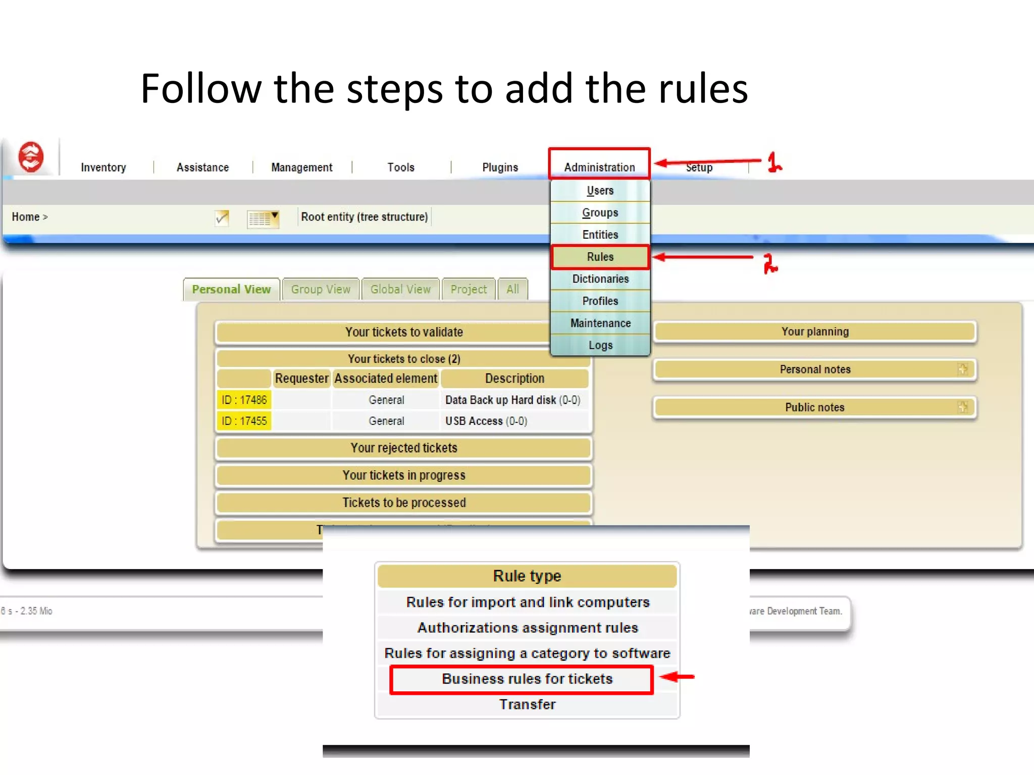 GLPI - Help desk administrator access | PPT
