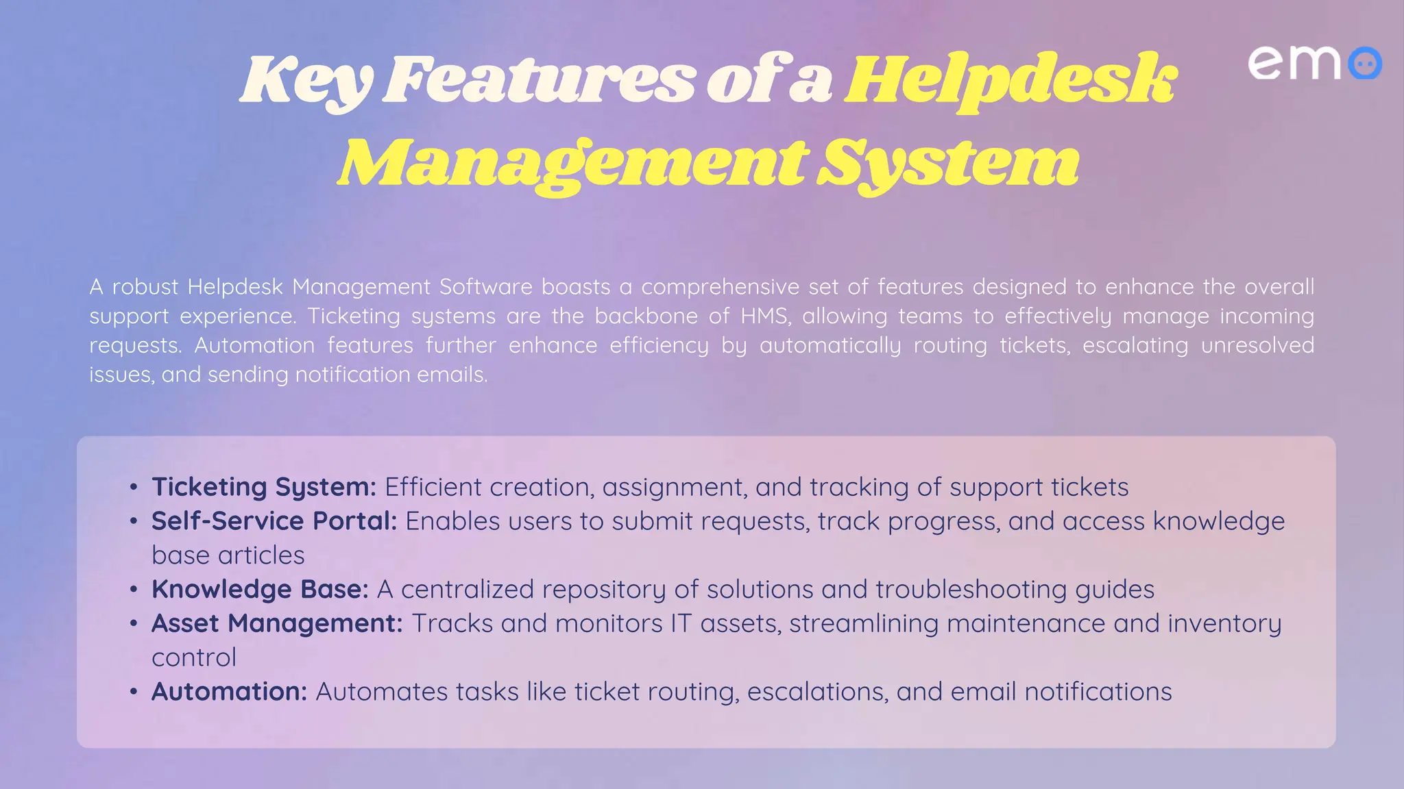 Helpdesk Management System Features and Benefits | PPTX
