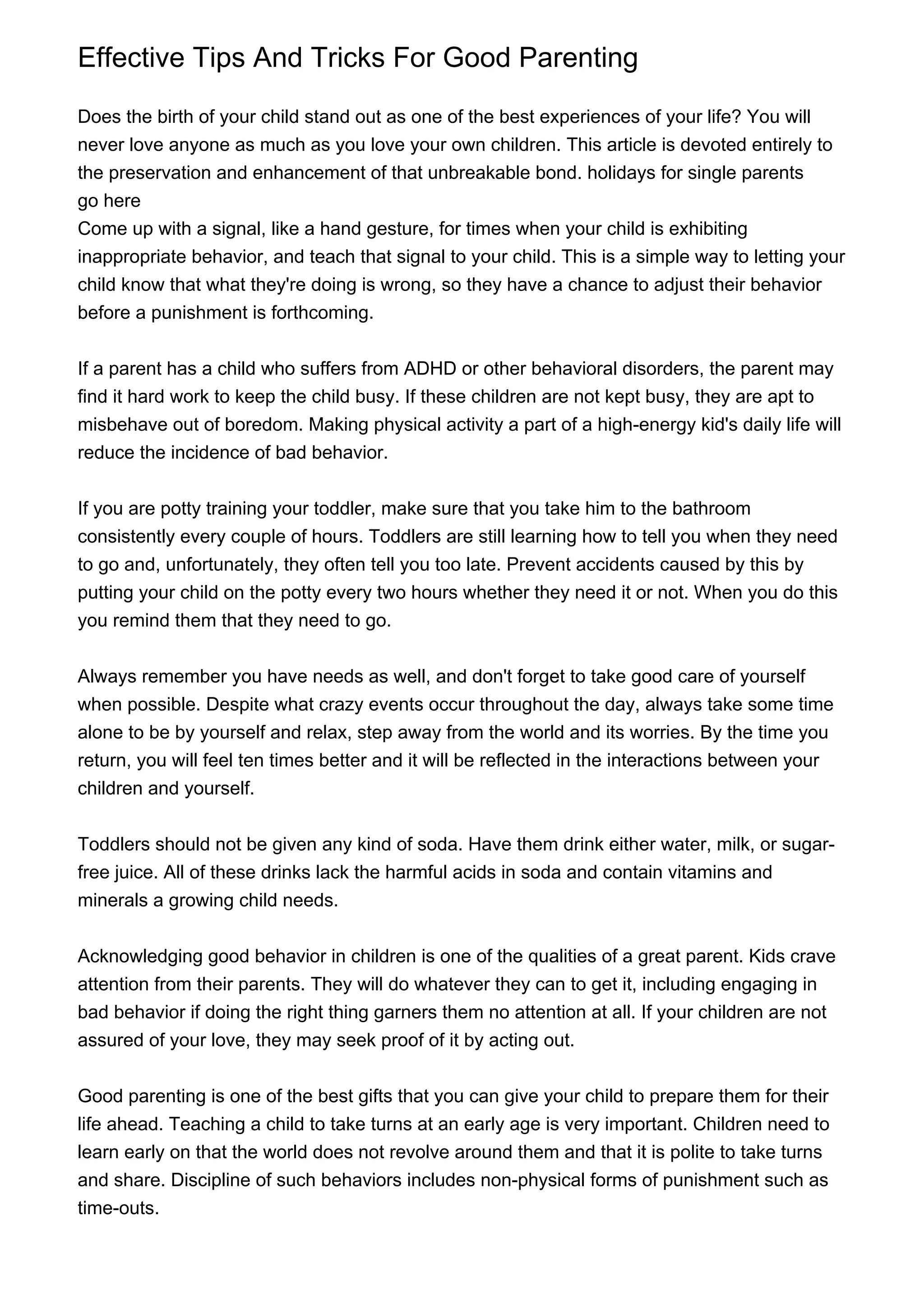 Effective Tips And Tricks For Good Parenting | PDF