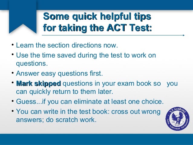 Helpful tips for taking the act test