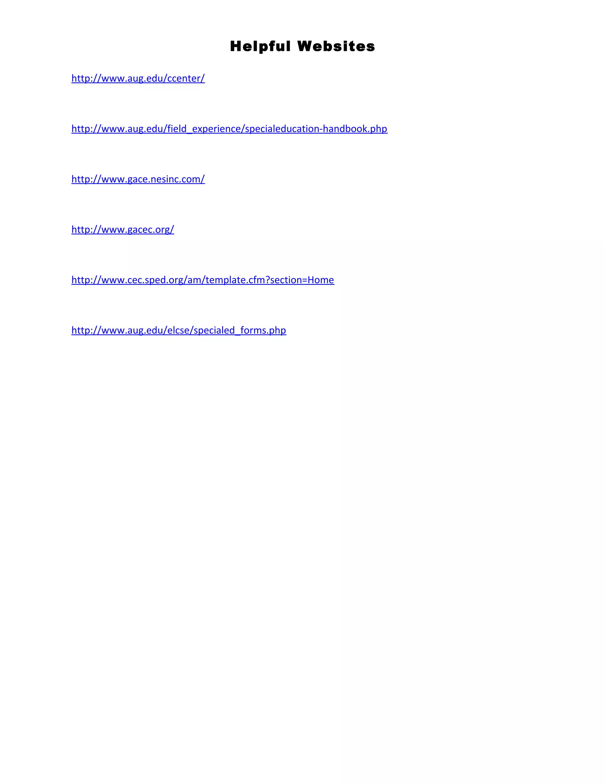 Helpful websites | DOC