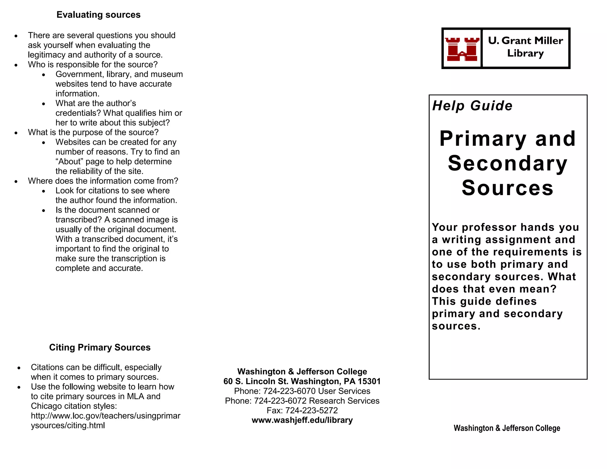 Primary/Secondary Sources Help Guide | PPT