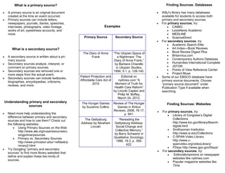 Primary/Secondary Sources Help Guide | PPT