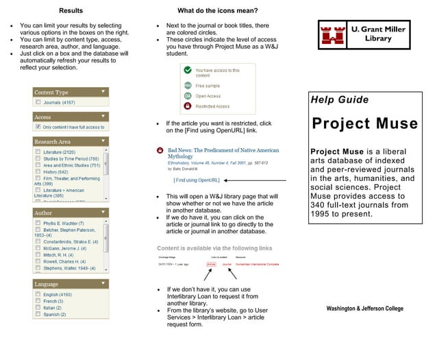 Project Muse Help Guide | PPT