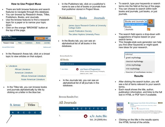 Project Muse Help Guide | PPT