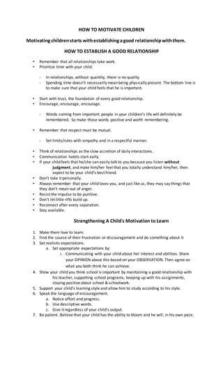 Helping children develop study habits handout | PDF