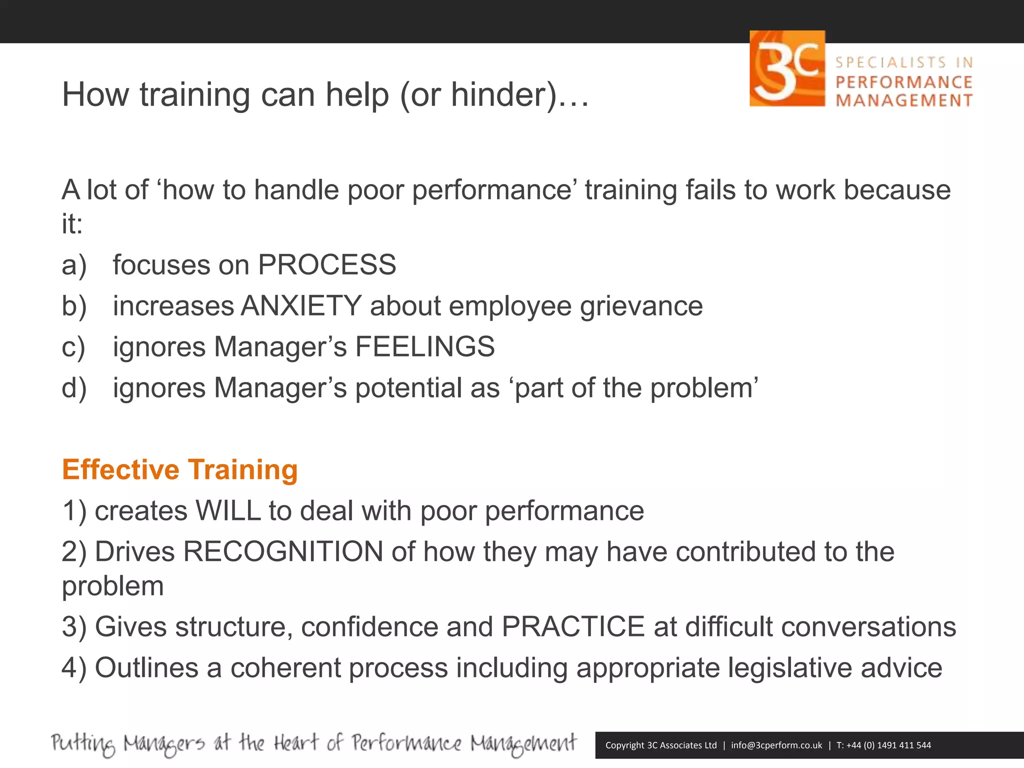 Helping managers handle poor performance - top tips from 3C Performance ...
