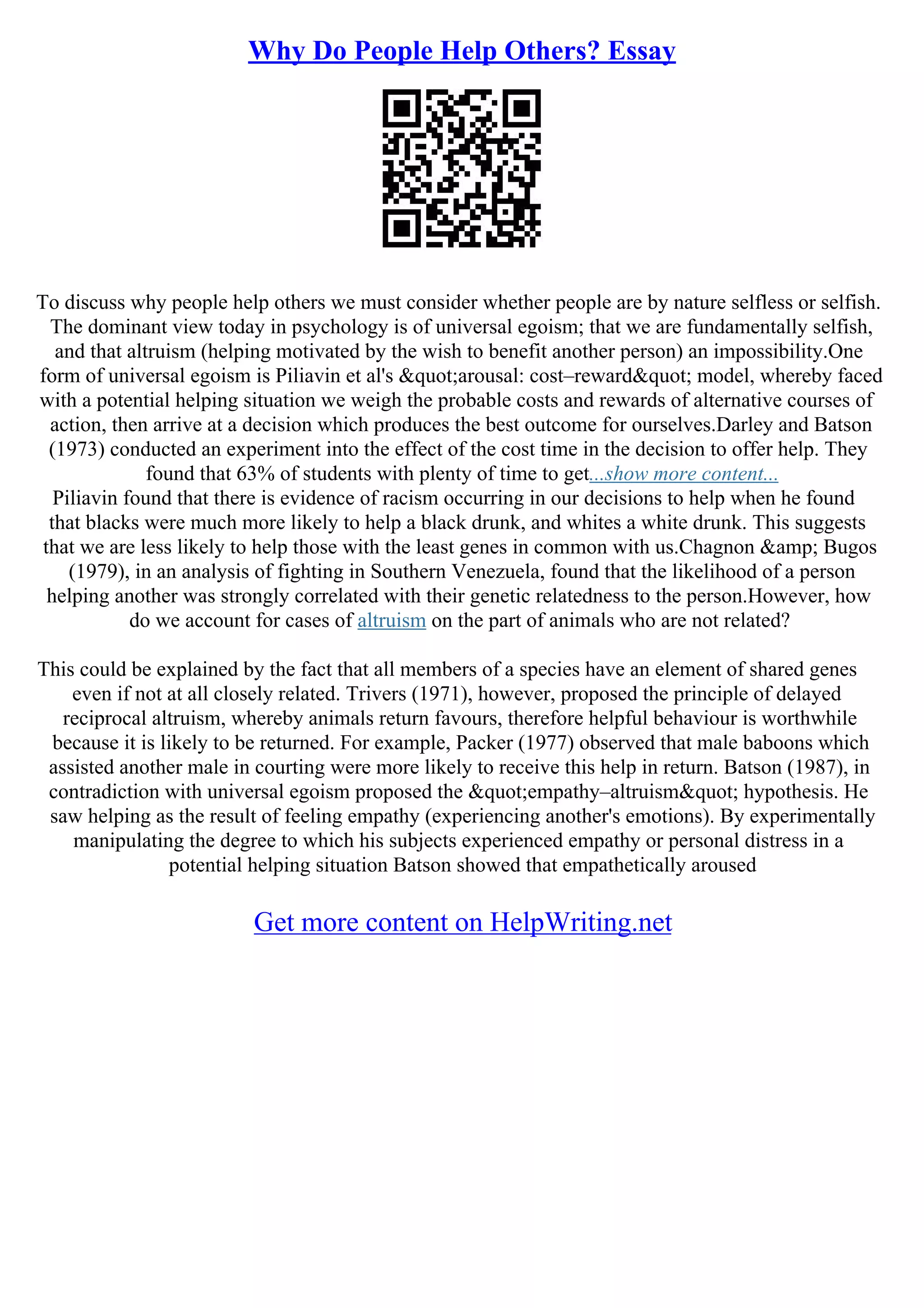 Helping Others Essay | PDF