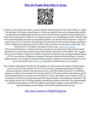 Helping Others Essay | PDF