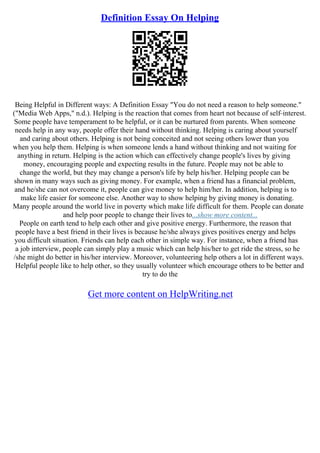 Helping Others Essay | PDF