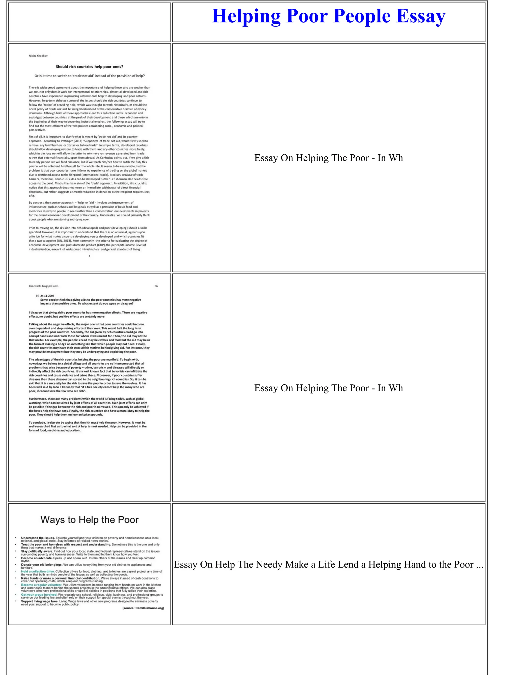 Helping Poor People Essay | PDF