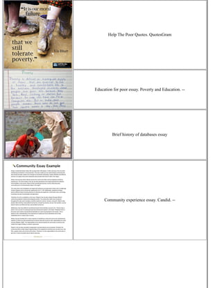 Helping Poor People Essay | PDF