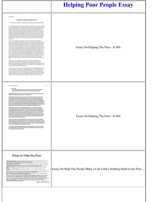 Helping Poor People Essay | PDF